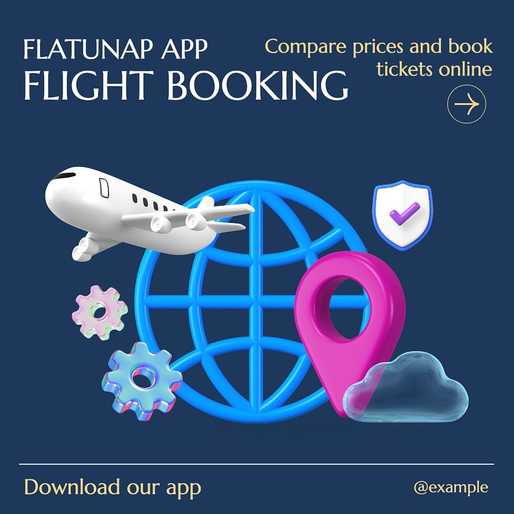 Flight booking Instagram post template, | Premium Editable Template ...