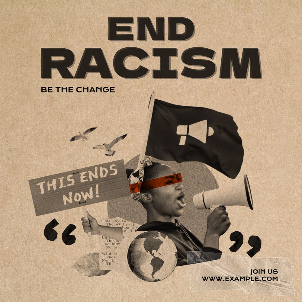 End racism Instagram post template, | Free Editable Template - rawpixel