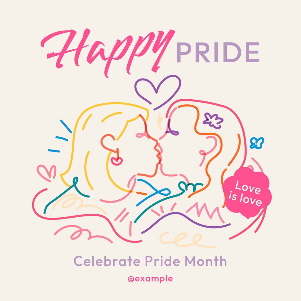 Happy pride Instagram post template, | Premium Editable Template - rawpixel