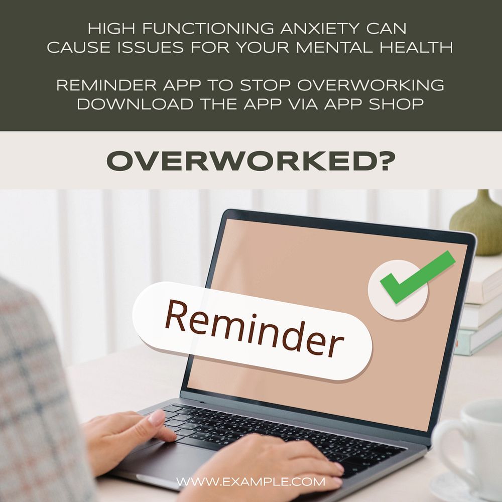 Overworking app ad Instagram post | Premium Editable Template - rawpixel