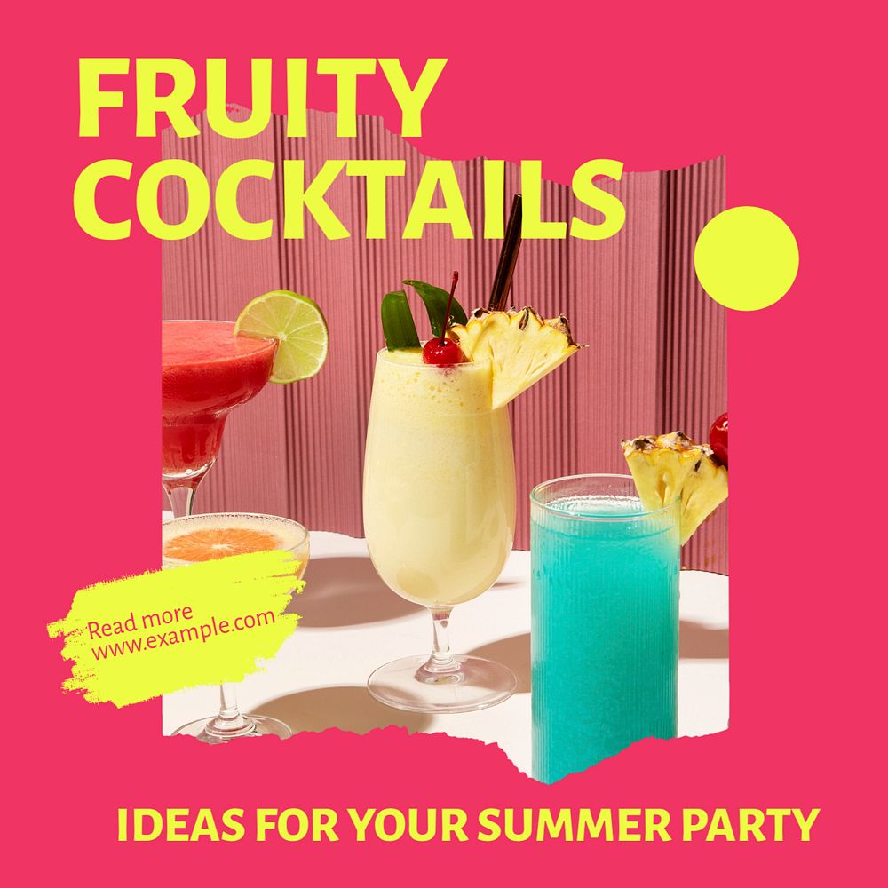 Fruity cocktails Instagram post template, | Premium Editable Template ...