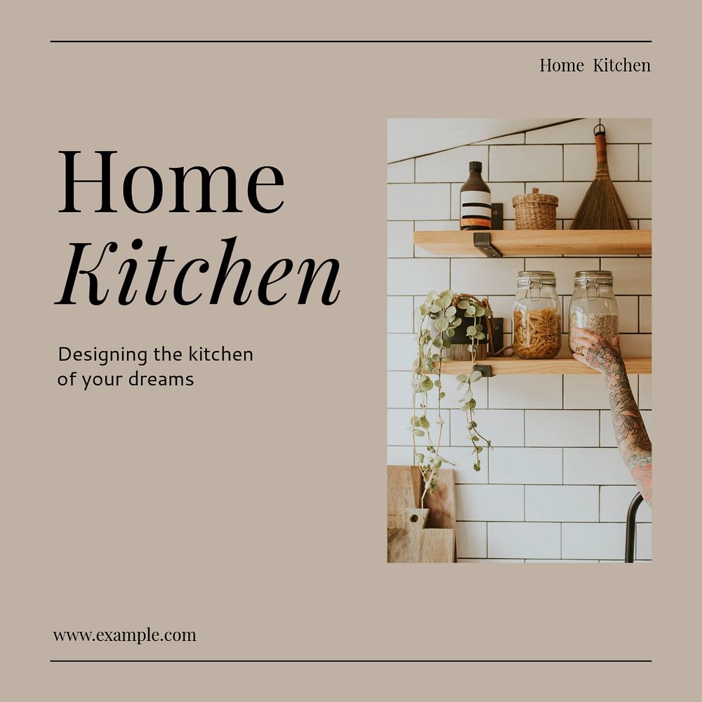 Home kitchen design Instagram post | Premium Editable Template - rawpixel
