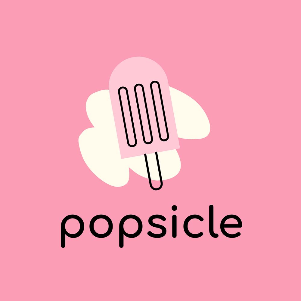 Popsicle shop editable logo, line | Premium Logo Maker - rawpixel