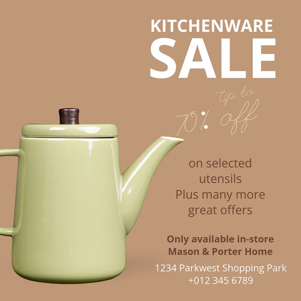 Kitchenware sale Instagram post template, | Premium Editable Template ...