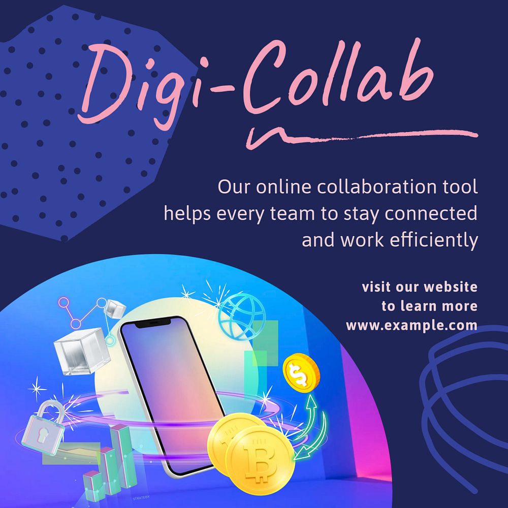 Online collaboration tool Instagram post | Premium Editable Template - rawpixel