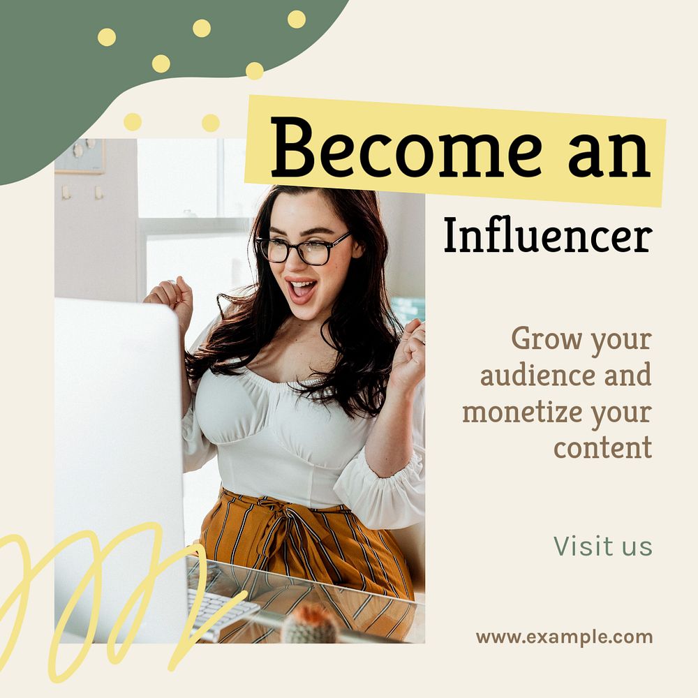 Influencer Instagram post template, editable | Premium Editable ...