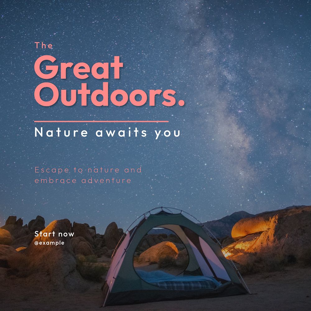 great outdoors Instagram post template, | Premium Editable Template ...