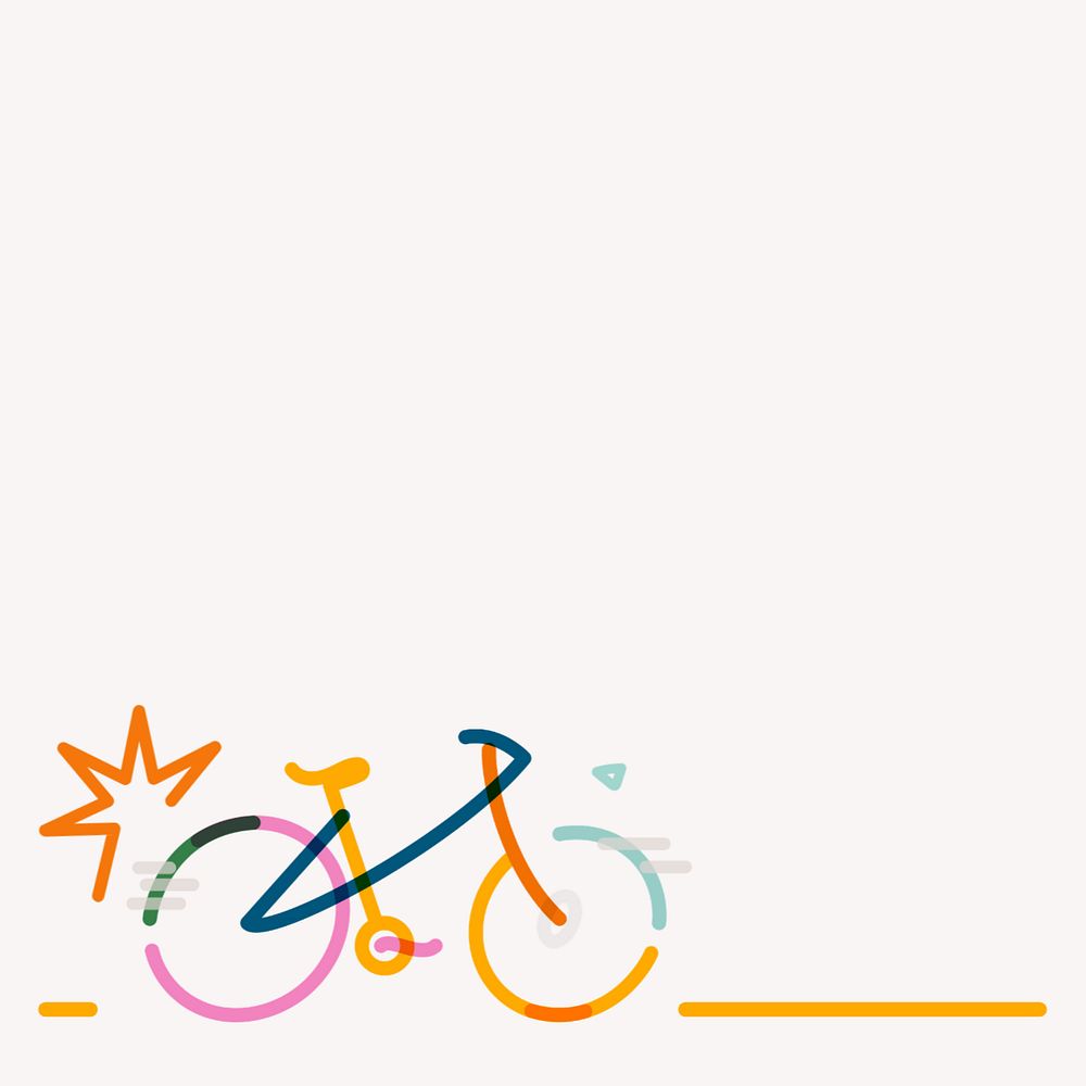 Colorful bicycle doodle border, editable | Premium Editable Design ...