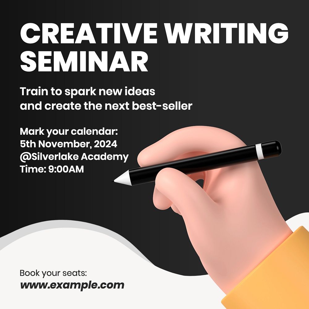 Creative writing seminar Instagram post | Premium Editable Template ...