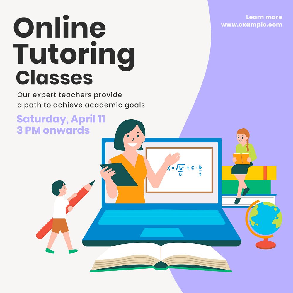 Online tutoring classes Instagram post | Premium Editable Template - rawpixel