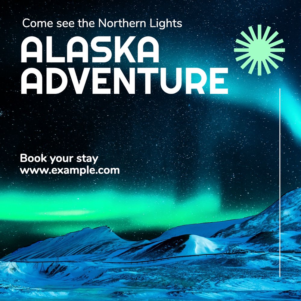 Alaska adventure Instagram post template, | Premium Editable Template ...