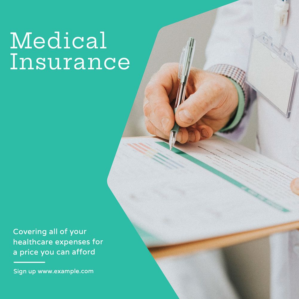Medical insurance Instagram post template, | Premium Editable Template ...