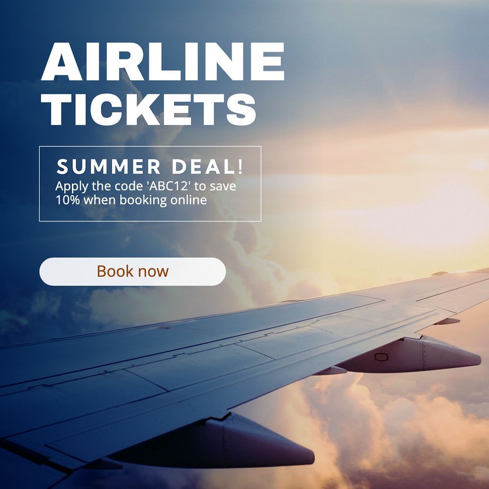 Airline tickets deal Instagram post | Premium Editable Template - rawpixel