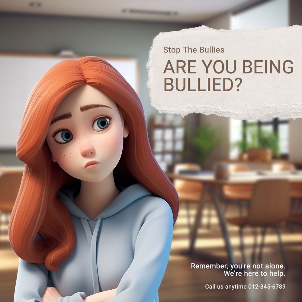 Bullying Instagram post template, editable | Premium Editable Template ...