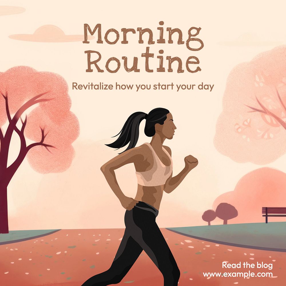 Morning routine Instagram post template, | Premium Editable Template ...