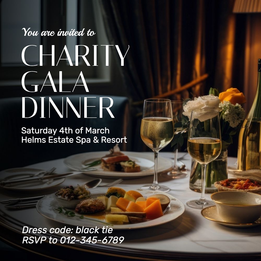 Charity gala dinner Instagram post | Premium Editable Template - rawpixel