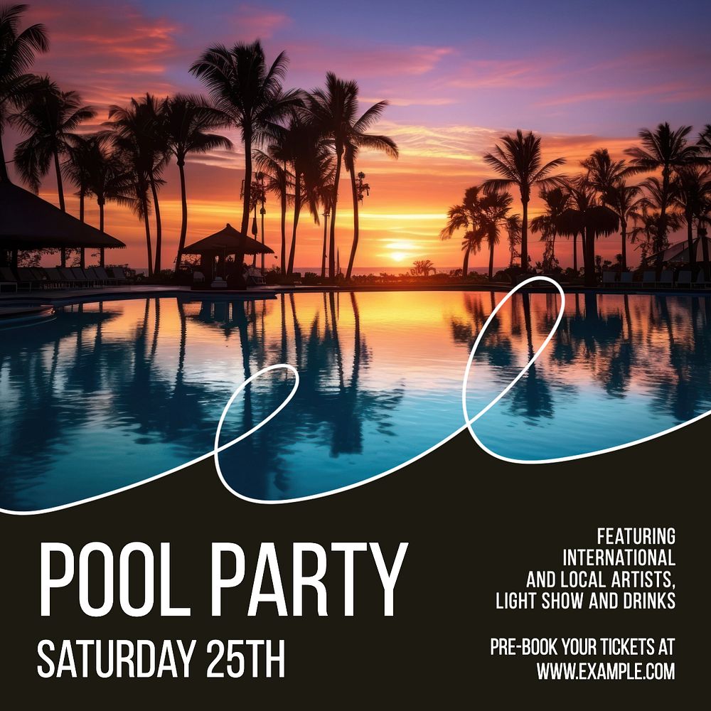Pool party Instagram post template, | Premium Editable Template - rawpixel