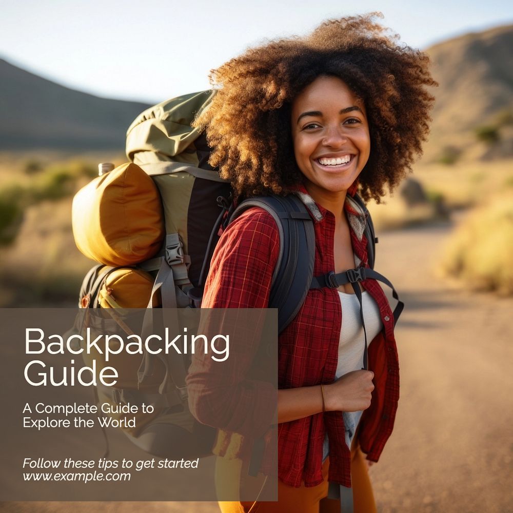 Backpacking guide Instagram post template, | Premium Editable Template - rawpixel