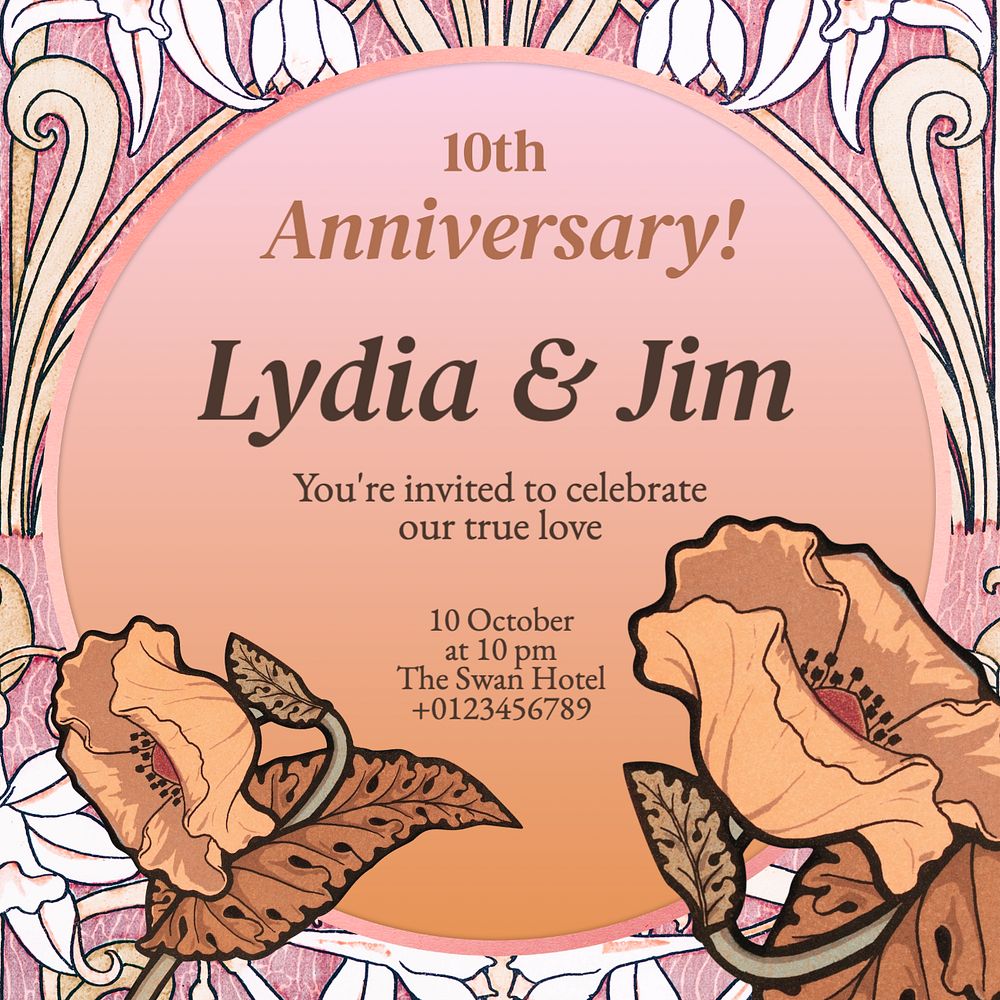 10th Anniversary Instagram post template, | Premium Editable Template ...