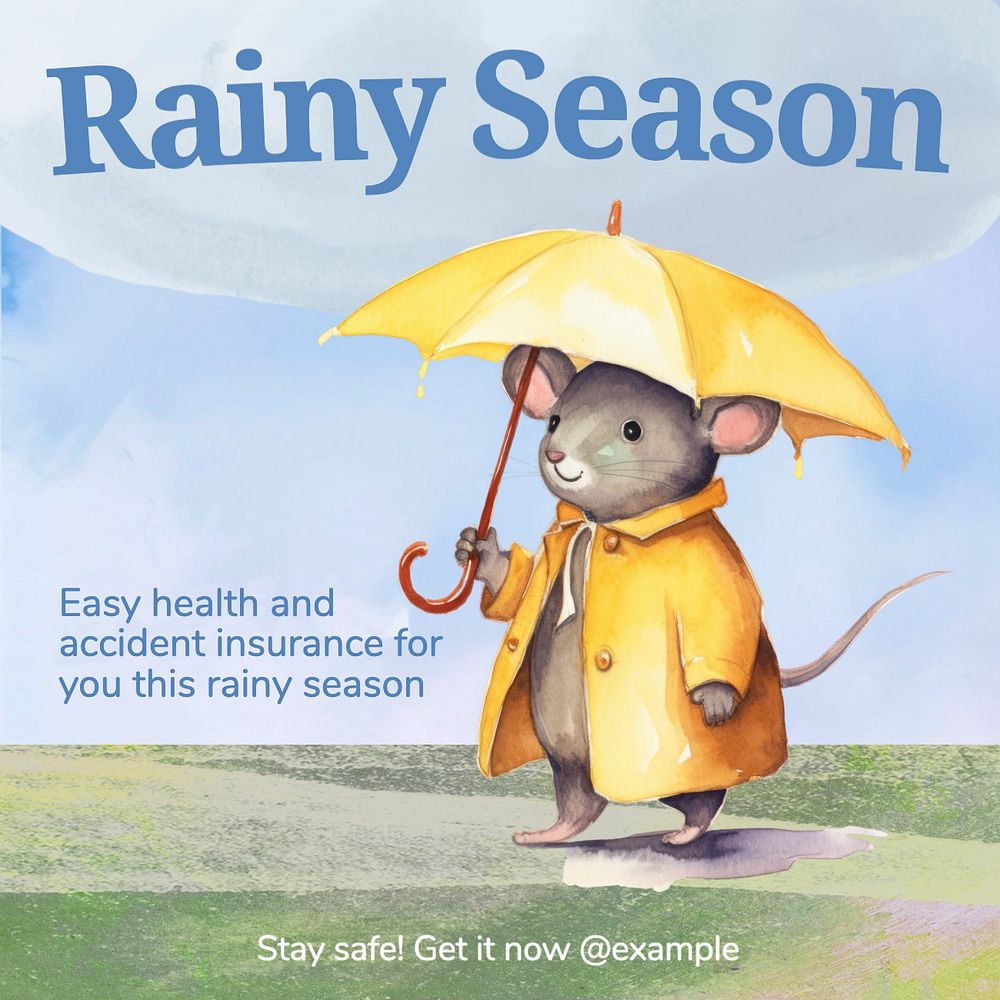 Rainy season insurance Instagram post | Premium Editable Template ...