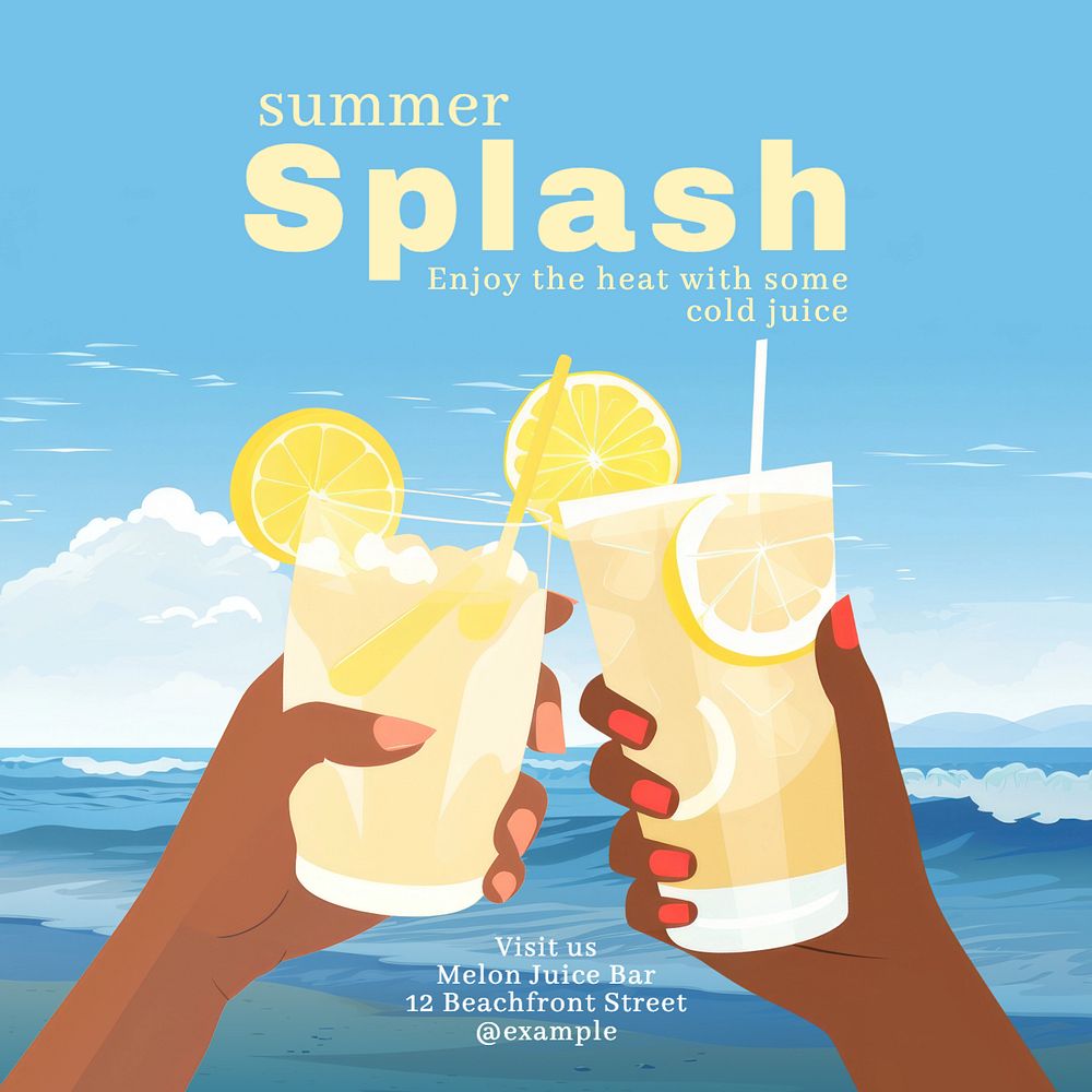 Summer splash Instagram post template, | Premium Editable Template ...