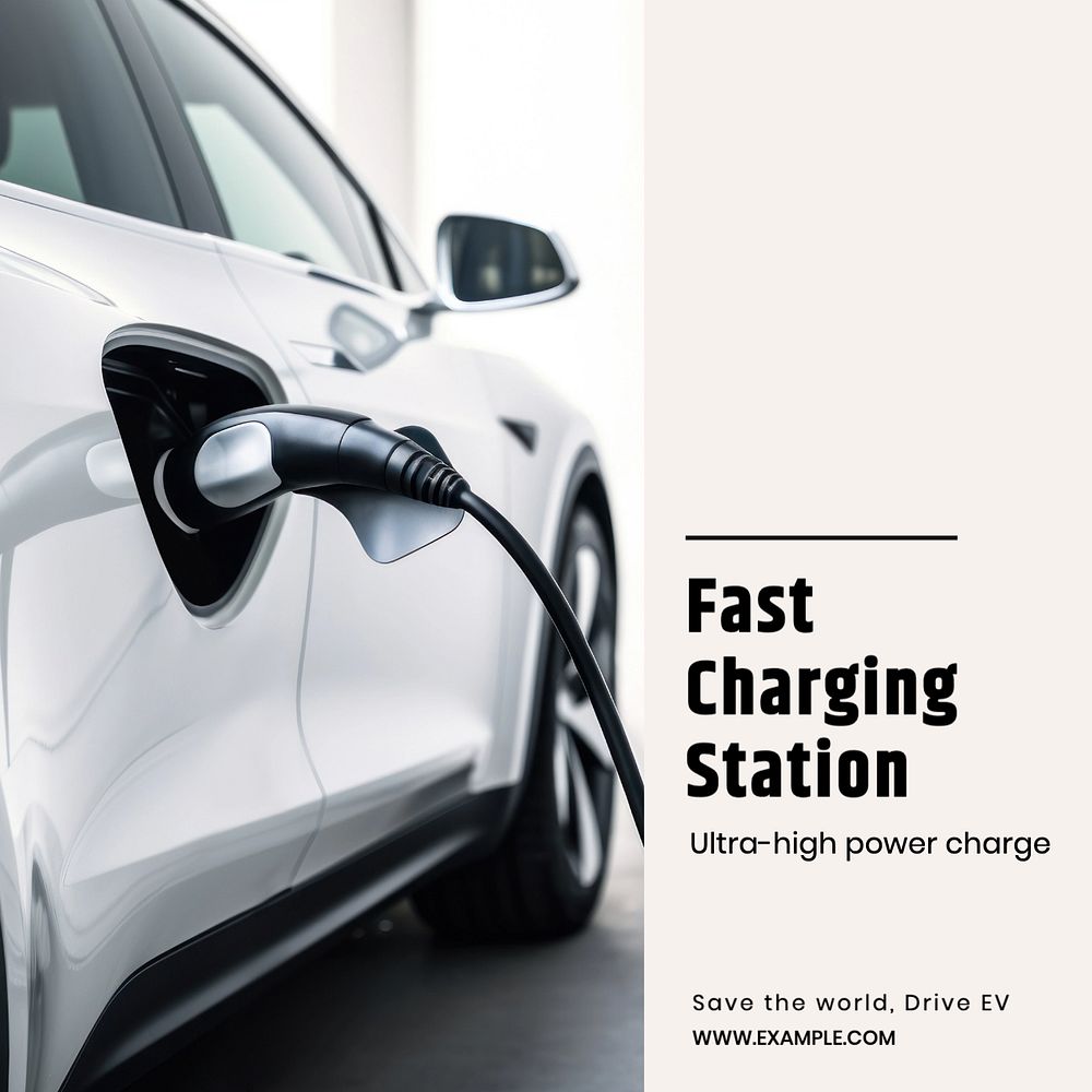 EV charging Instagram post template, | Premium Editable Template - rawpixel