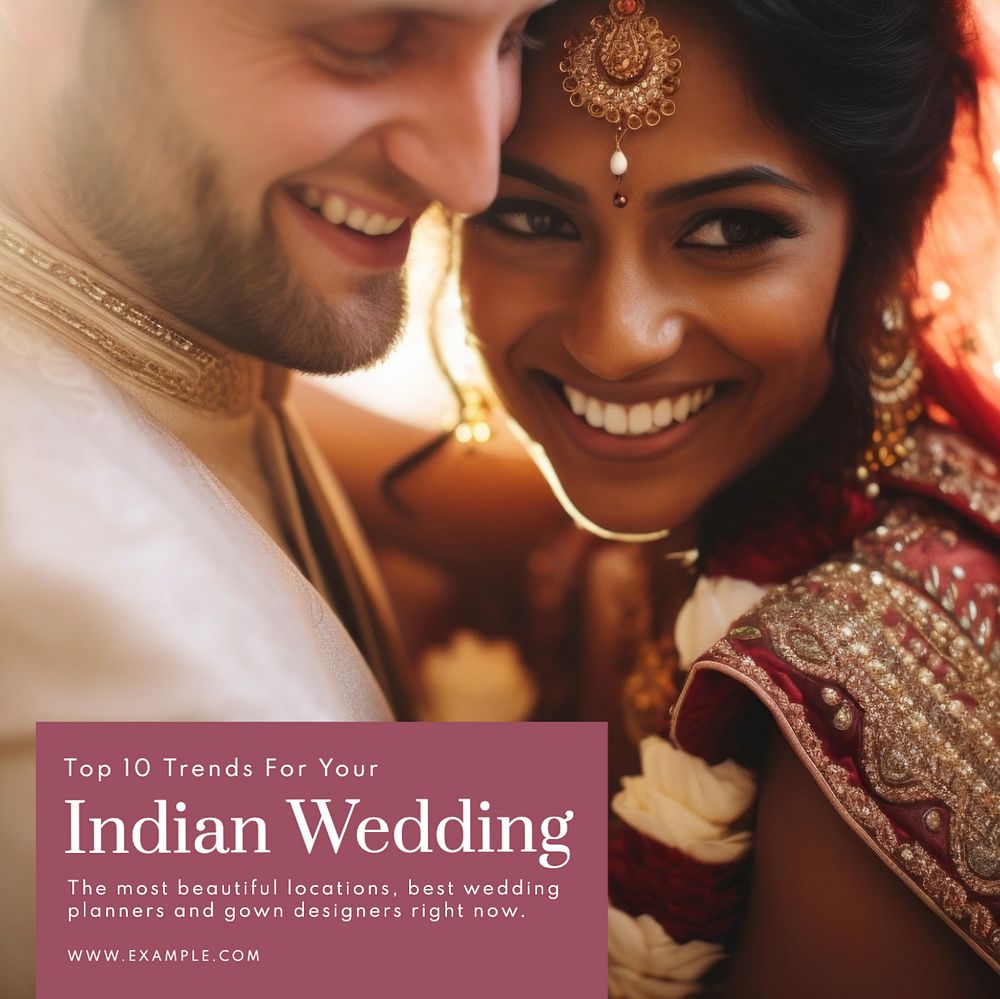 Indian wedding Facebook post template | Premium Editable Template ...