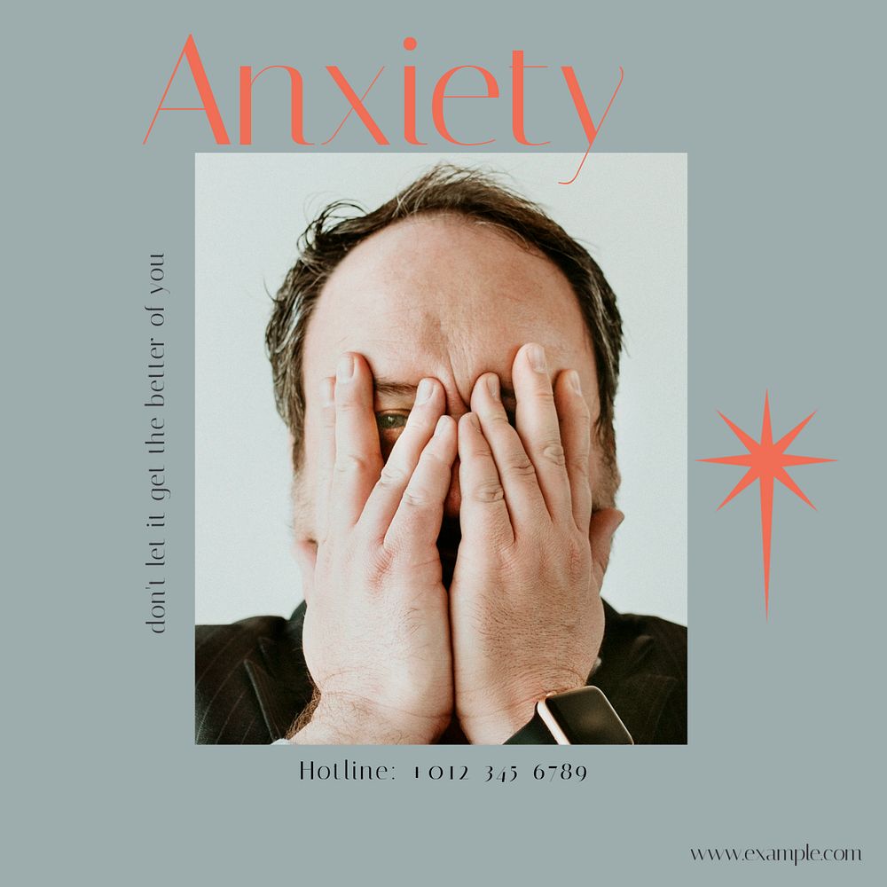 Anxiety hotline Instagram post template, | Premium Editable Template ...