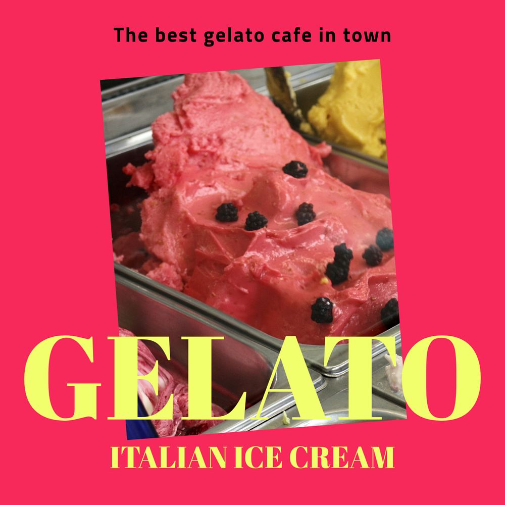 Gelato cafe Instagram post template, | Premium Editable Template - rawpixel
