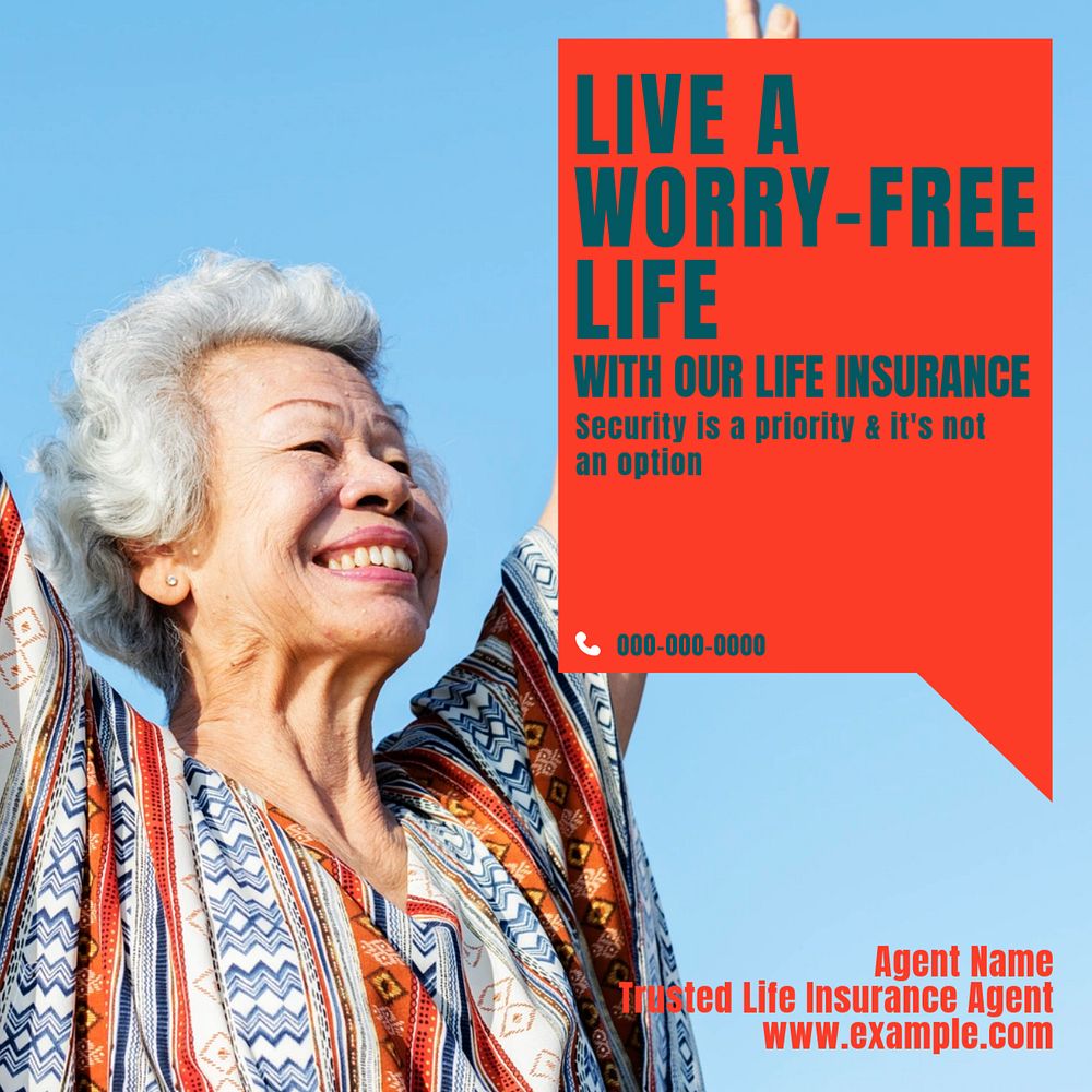 Life insurance Instagram post template | Premium Editable Template ...