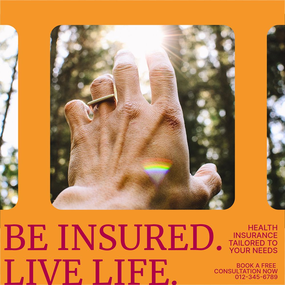 Health insurance Instagram post template, | Premium Editable Template ...