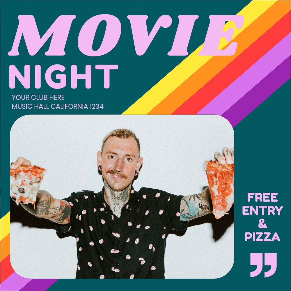 Movie night Instagram post template, | Premium Editable Template - rawpixel