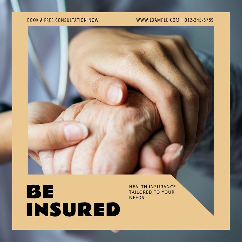 Health insurance Instagram post template, | Premium Editable Template ...