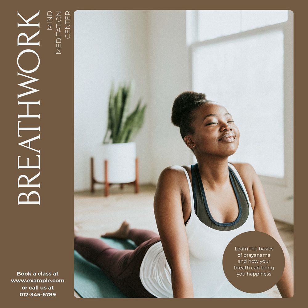 Breathwork exercise Instagram post template | Premium Editable Template ...
