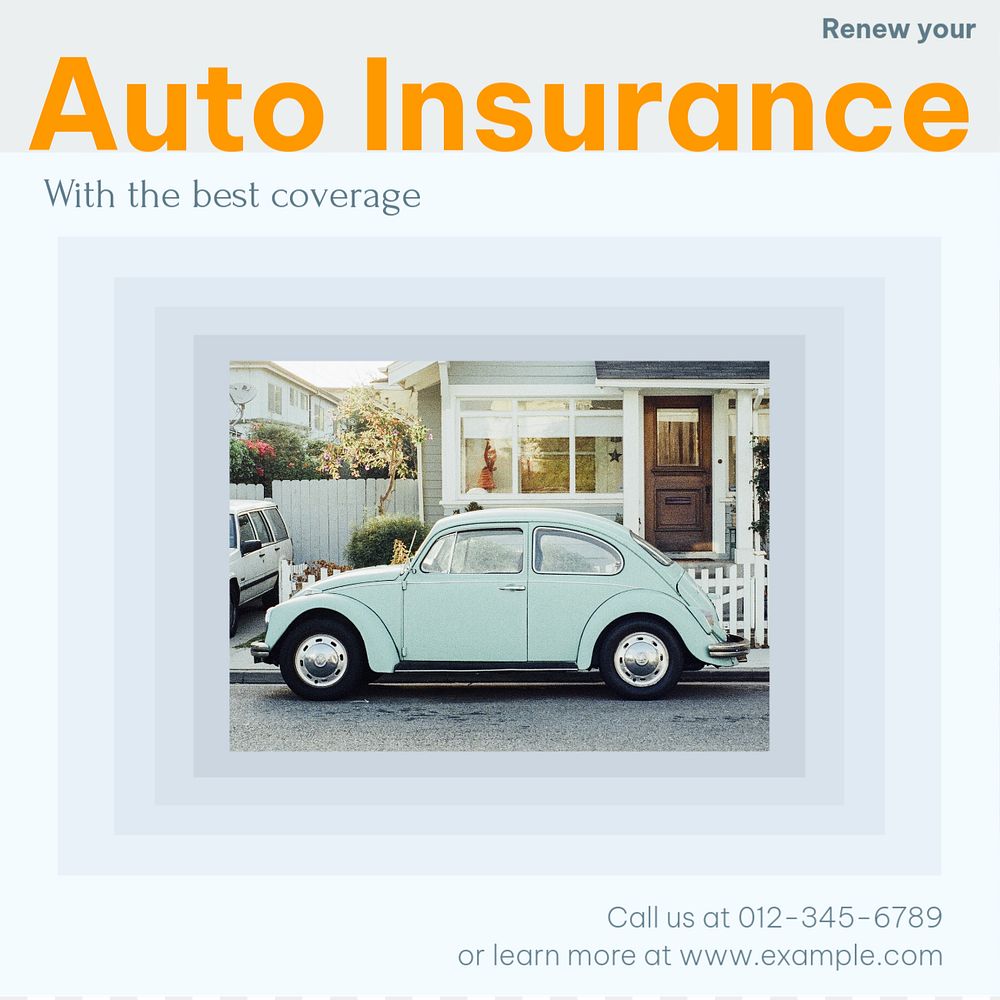 Auto insurance Instagram post template, | Premium Editable Template ...