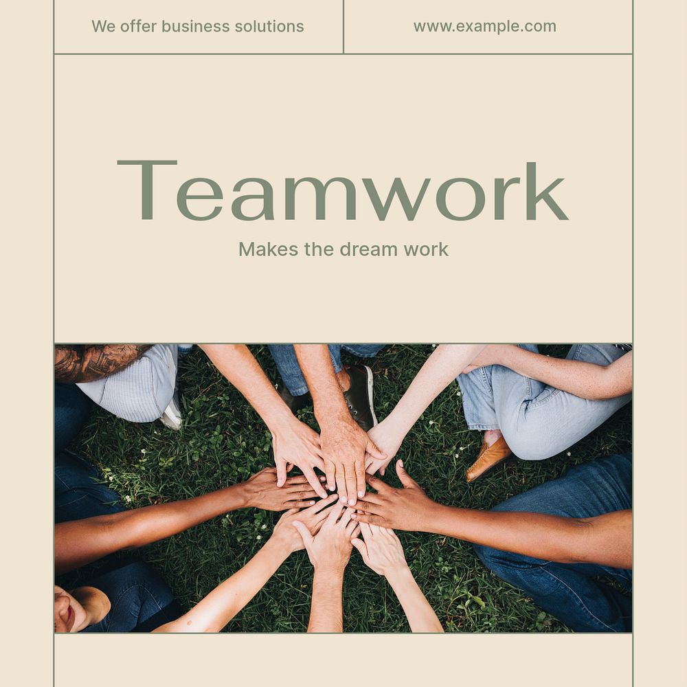 Teamwork Instagram post template, editable | Premium Editable Template ...