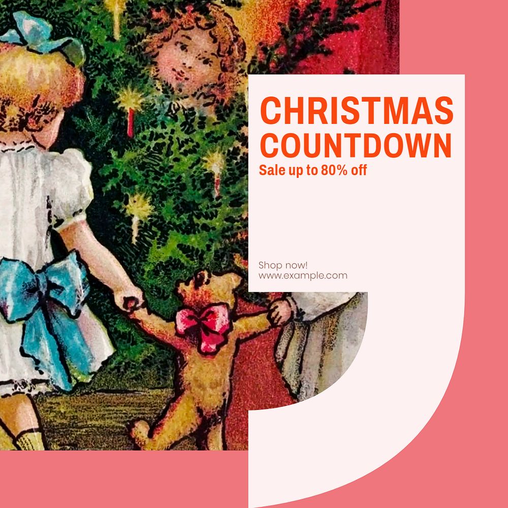 Christmas countdown Facebook post template, | Premium Editable Template ...