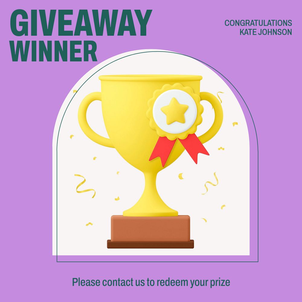 Giveaway winner Facebook post template, | Premium Editable Template ...