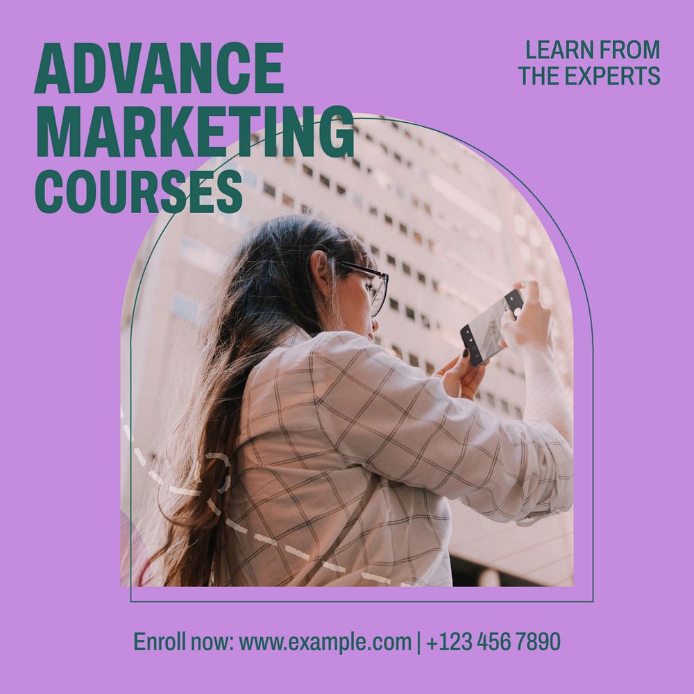Advance marketing course Facebook post | Free Editable Template - rawpixel