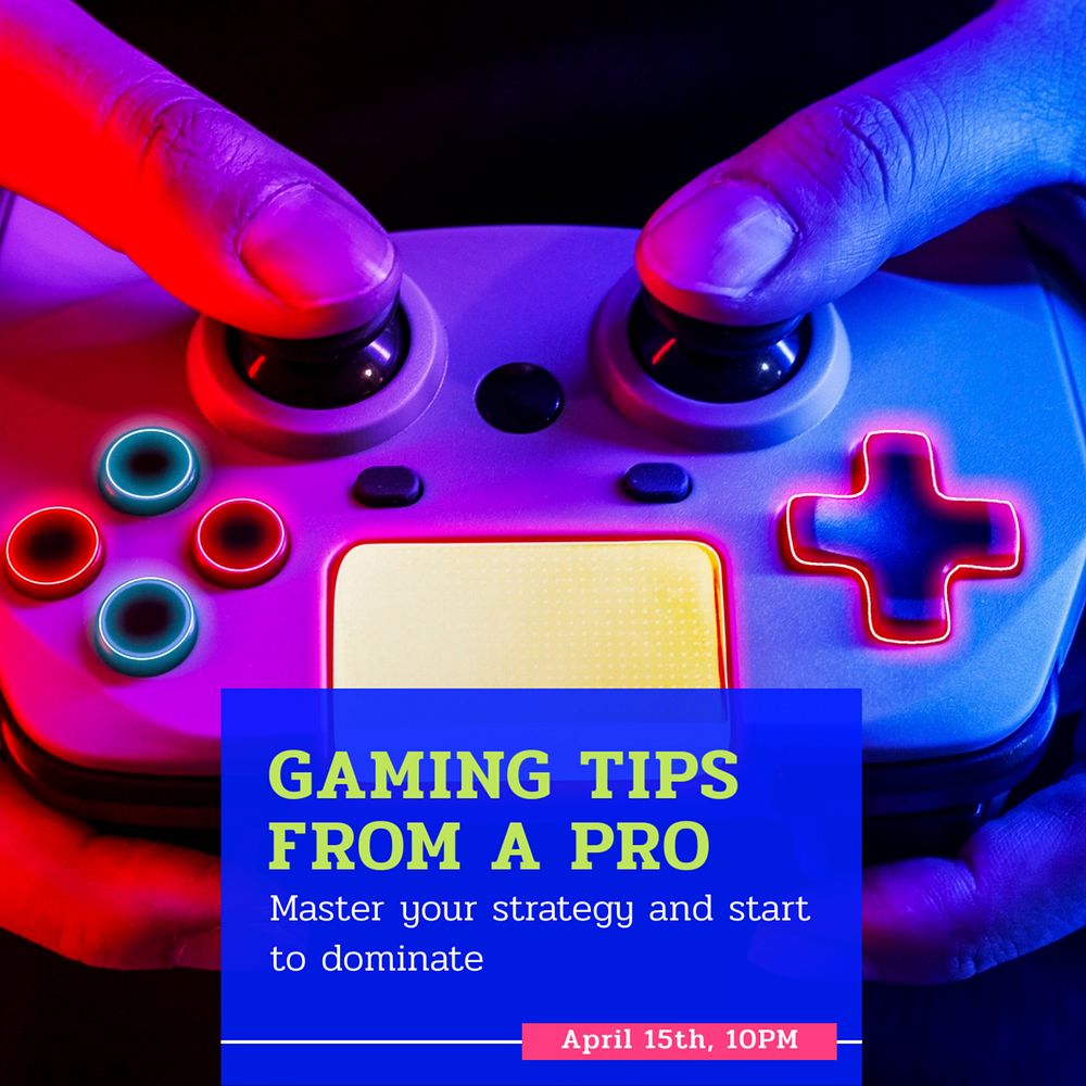 Gaming tips Instagram post template, | Premium Editable Template - rawpixel