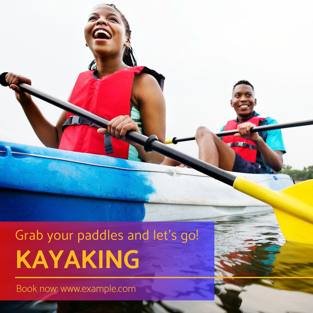 Kayaking Instagram post template, editable | Premium Editable Template ...