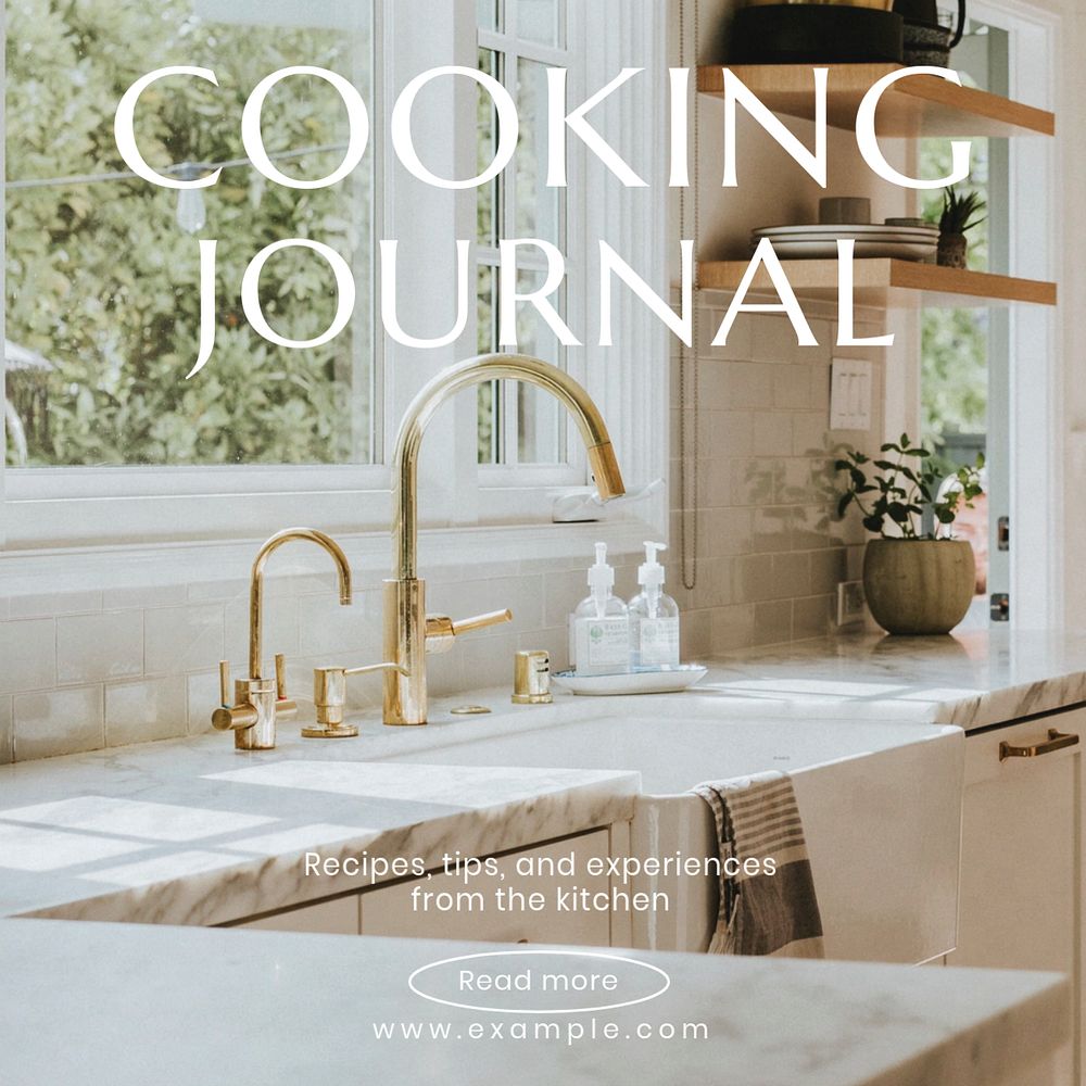 Cooking Journal Instagram post template, | Premium Editable Template ...