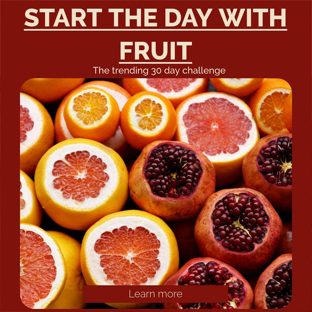 Fruit challenge Instagram post template, | Premium Editable Template ...