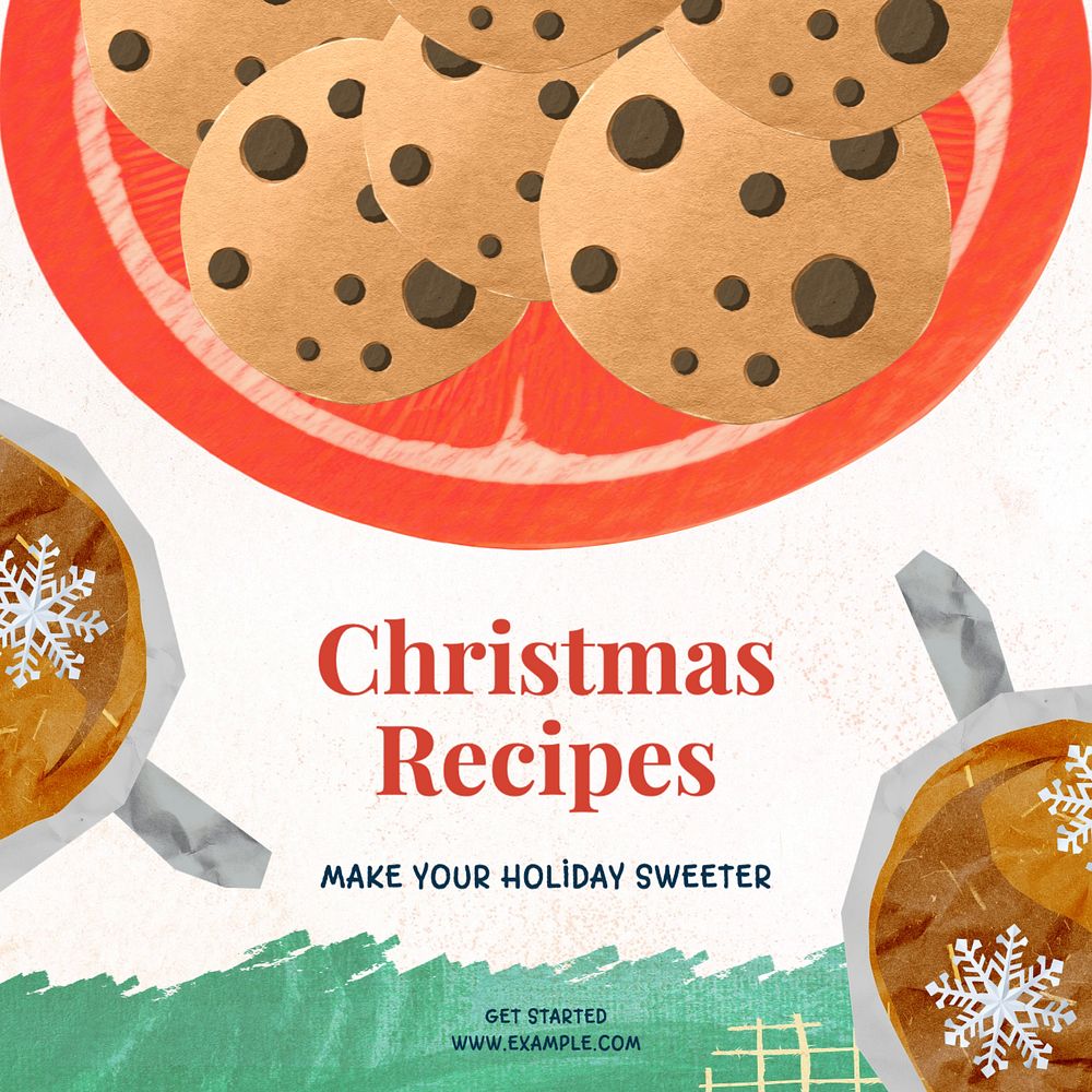 Christmas recipe Instagram post template | Premium Editable Template ...