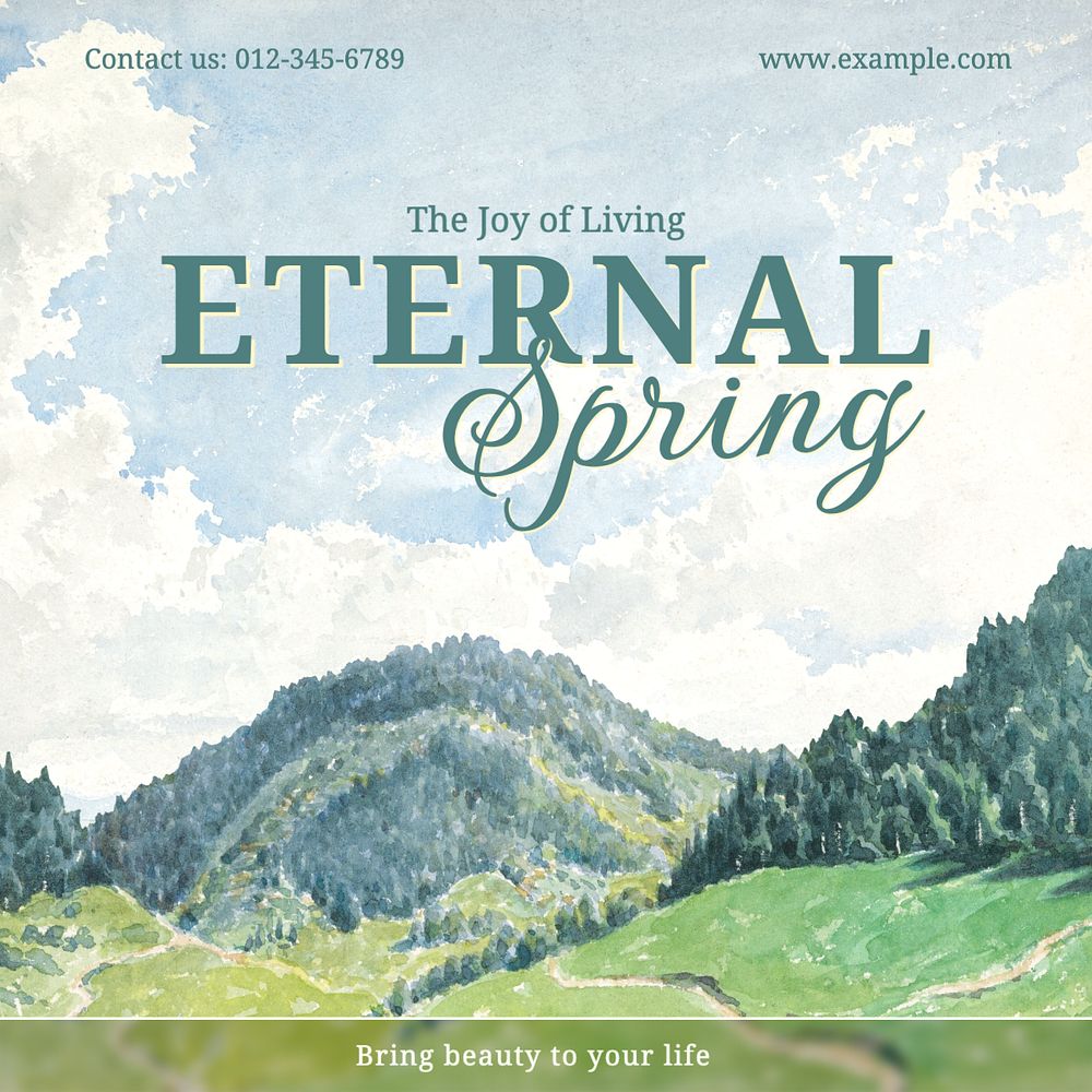 Eternal spring Instagram post template | Premium Editable Template ...