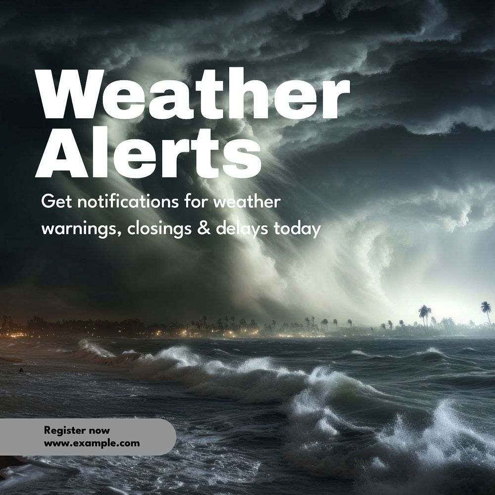Weather alert Instagram post template | Free Editable Template - rawpixel