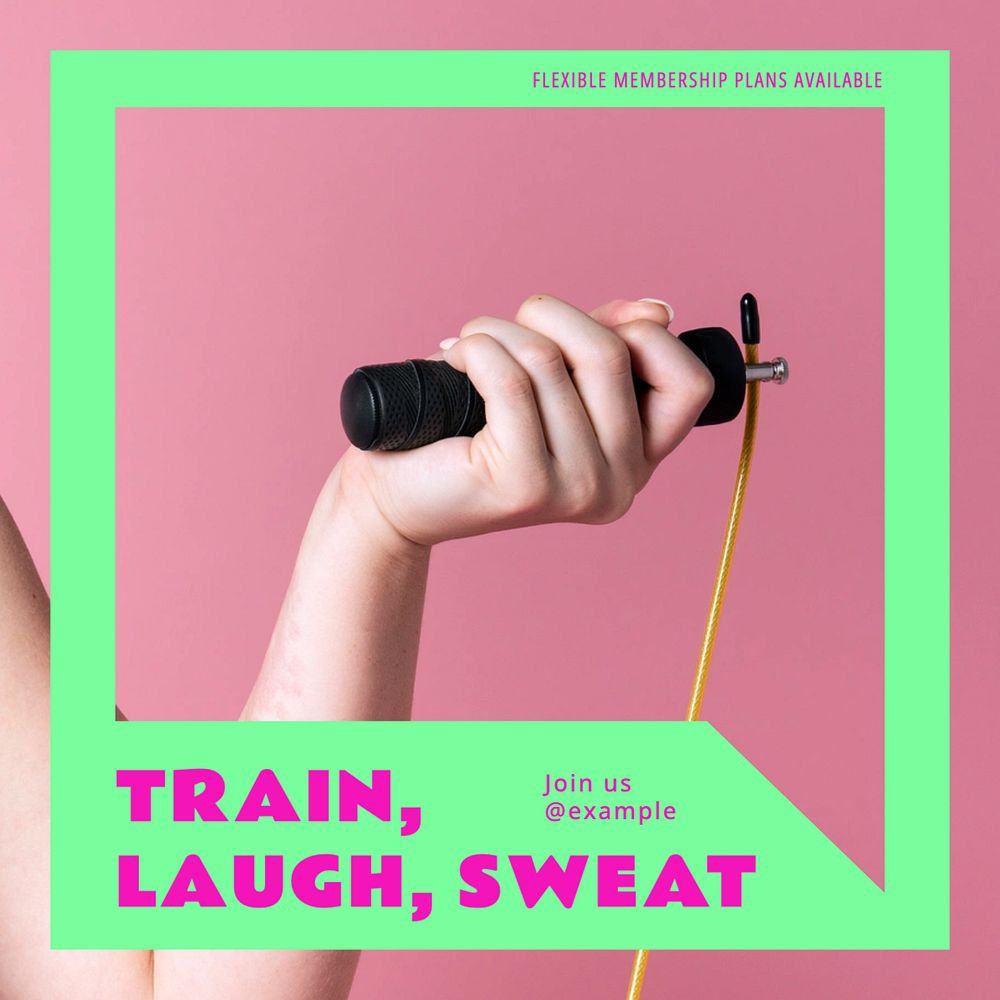 Train, laugh, sweat Instagram post | Premium Editable Template - rawpixel