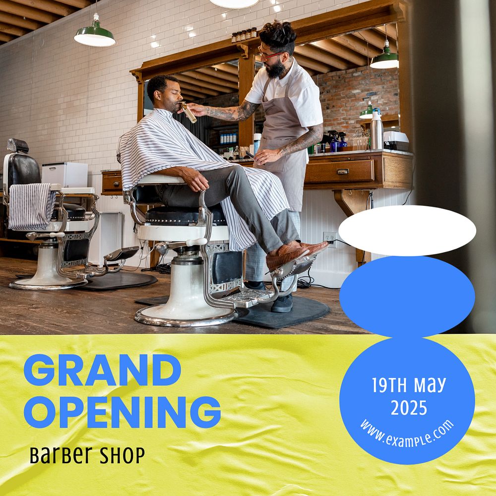 Barber grand opening Facebook post | Premium Editable Template - rawpixel