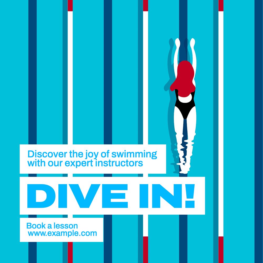 Swimming lessons Instagram post template | Premium Editable Template ...