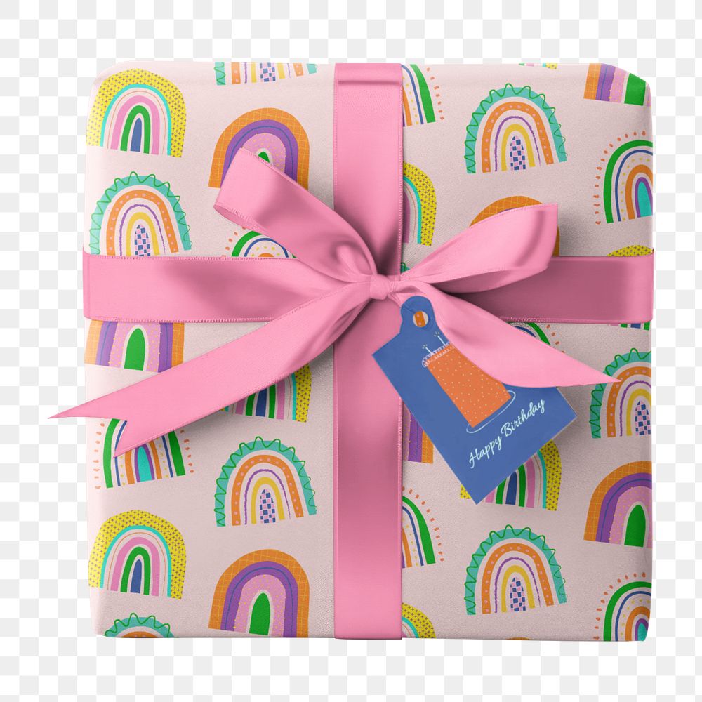 Rainbow gift box png mockup, | Premium - rawpixel